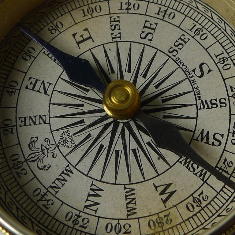 Antique English Brass Cased Compass, c.1920 For Sale at 1stDibs