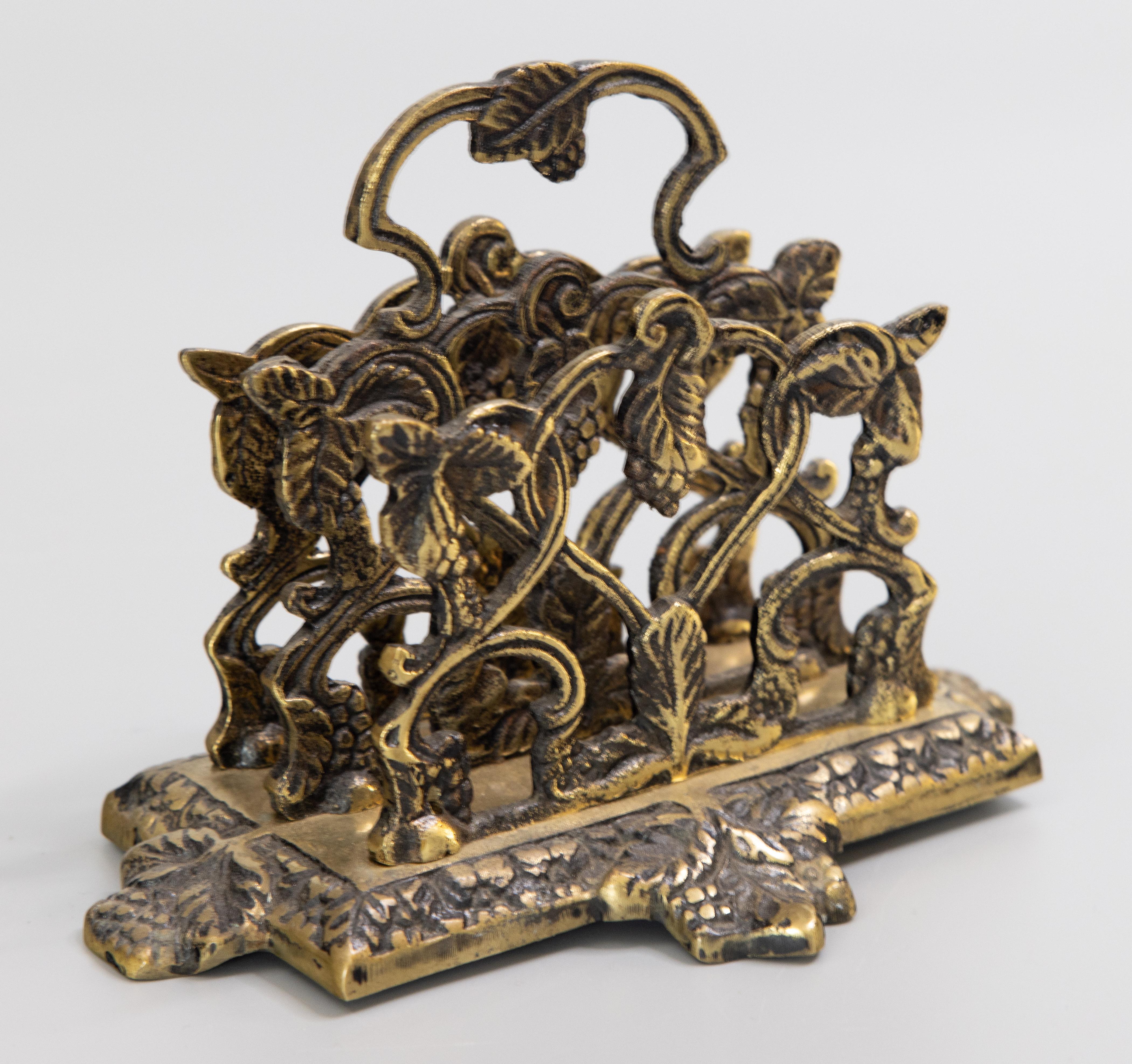 Antique English Brass Letter Rack Holder For Sale at 1stDibs