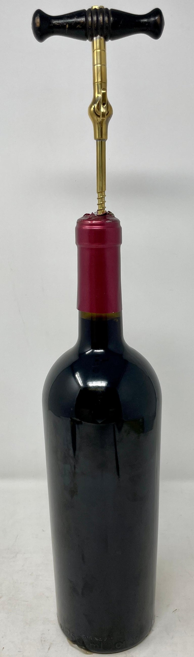 Antique English Brass and Mahogany Champagne Tap with Removal Trocar ...