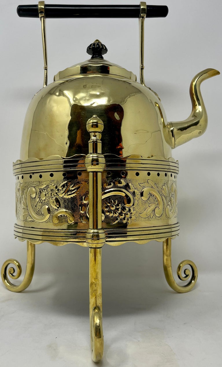 Antique English Brass Tea Kettle on Stand, circa 1880 For Sale at 1stDibs