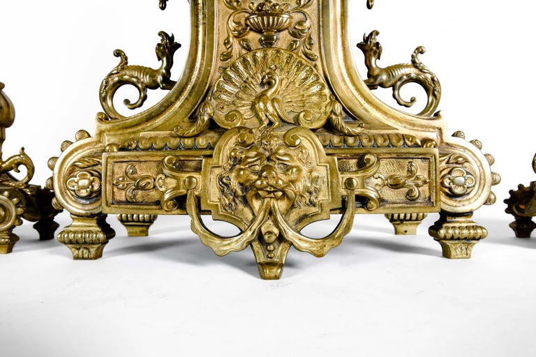 Antique English Bronze Three-Piece Clock Garniture Set For Sale at ...