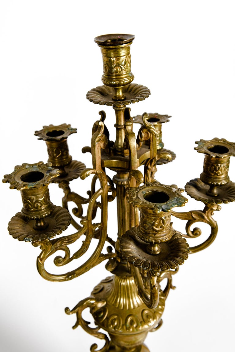 Antique English Bronze Three-Piece Clock Garniture Set For Sale at ...