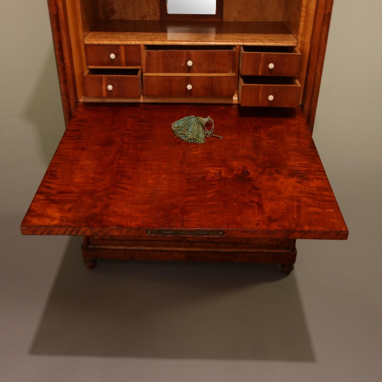 Antique English Burl Wood Biedermeier Abattant, Drop Front Secretary ...