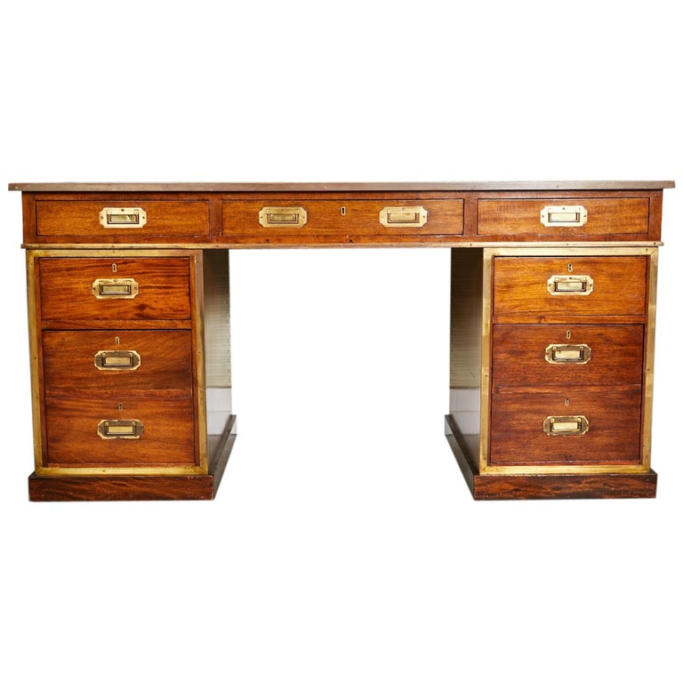 Antique English Campaign Desk of Mahogany and Brass at 1stDibs