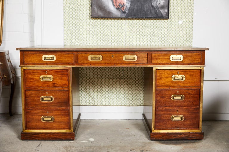 Antique English Campaign Desk of Mahogany and Brass at 1stDibs