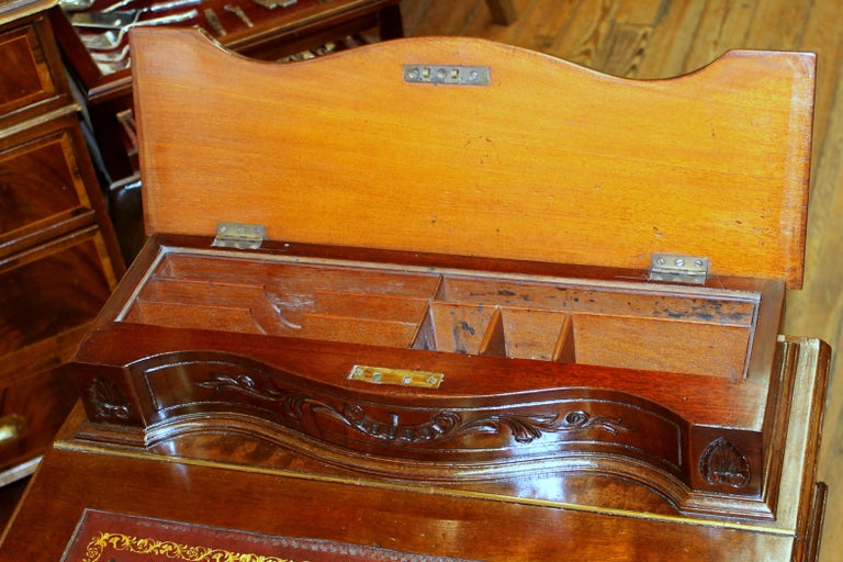 Antique English Carved Mahogany Davenport/ Ship Captain's Desk with ...