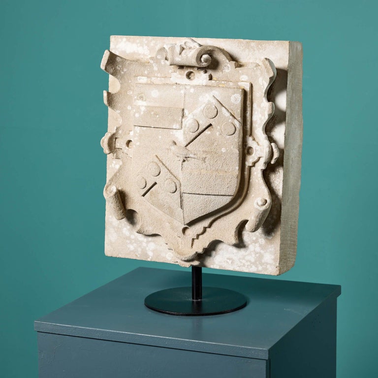 Antique English Carved Stone Armorial Plaque on Stand For Sale at ...