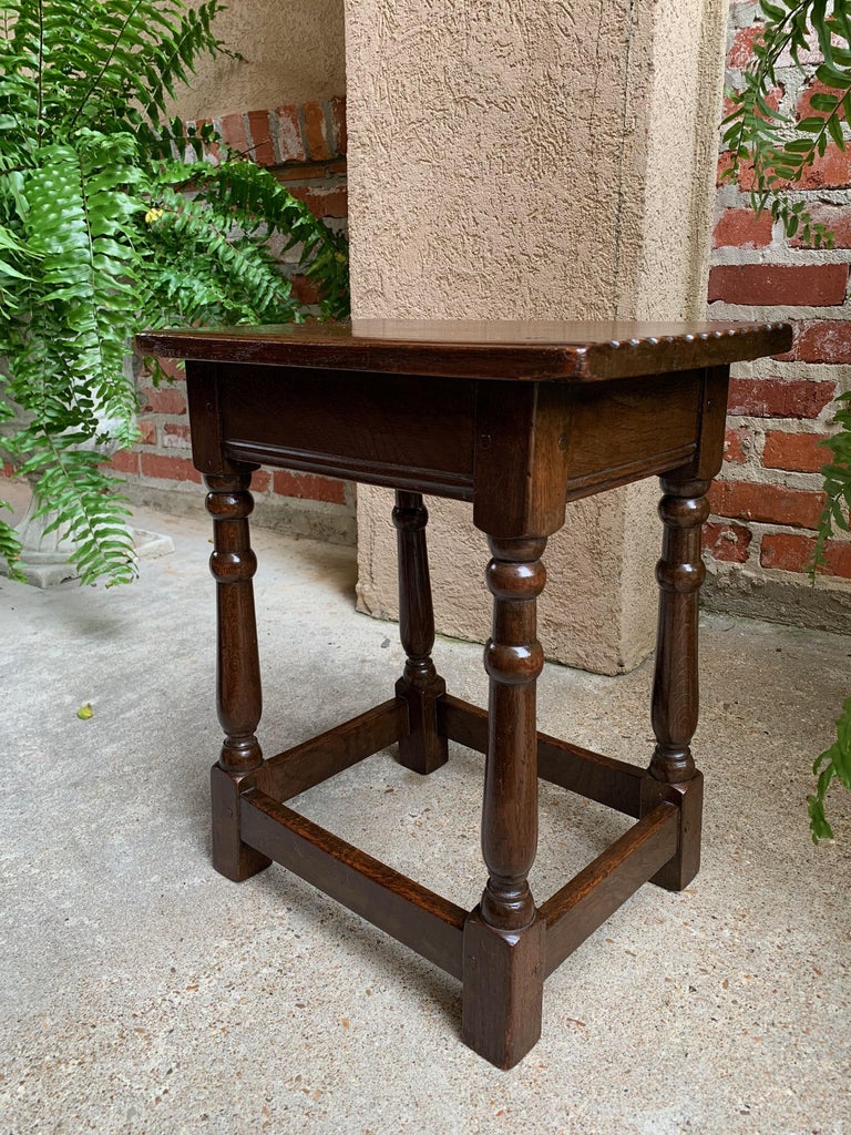 Antique English Carved Tiger Oak Joint Stool Bench Table Splayed Leg ...