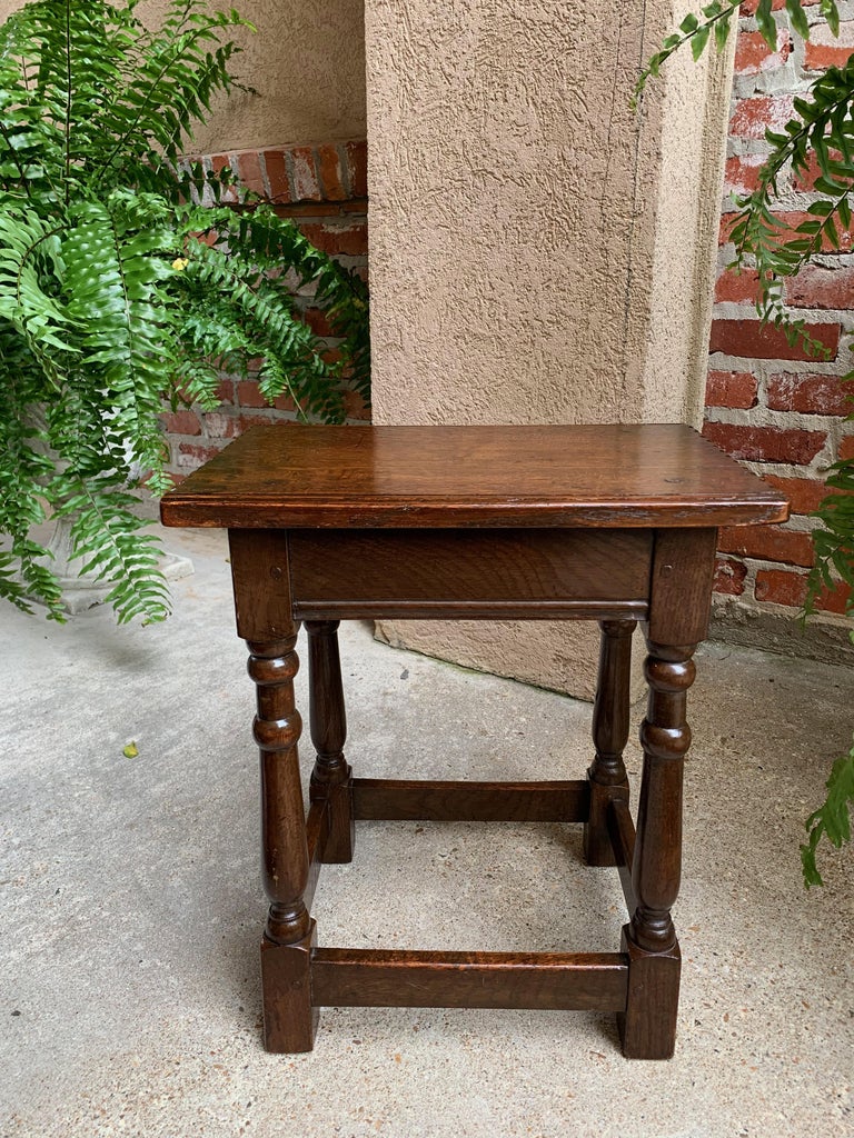 Antique English Carved Tiger Oak Joint Stool Bench Table Splayed Leg ...