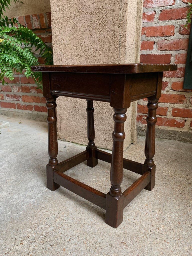 Antique English Carved Tiger Oak Joint Stool Bench Table Splayed Leg ...