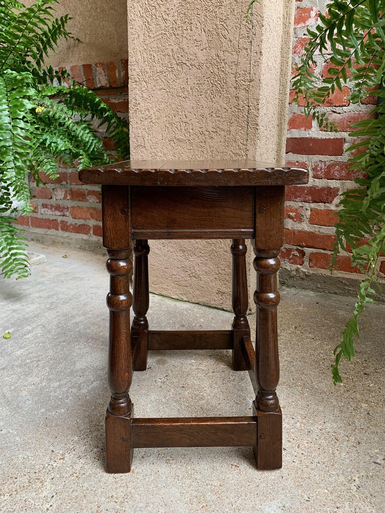 Antique English Carved Tiger Oak Joint Stool Bench Table Splayed Leg ...