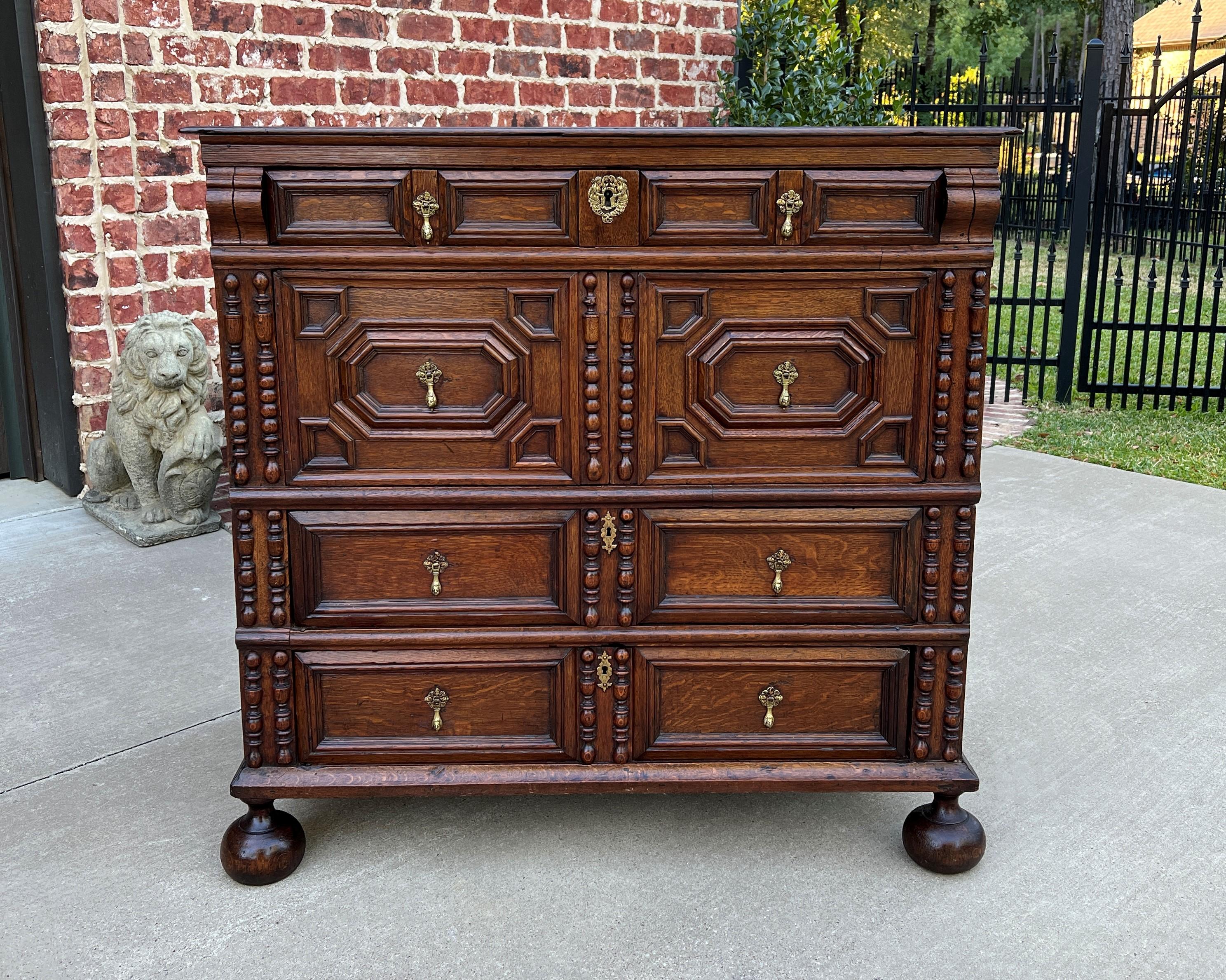 Antique English Chest on Chest of Drawers Cabinet Jacobean Carved Oak ...
