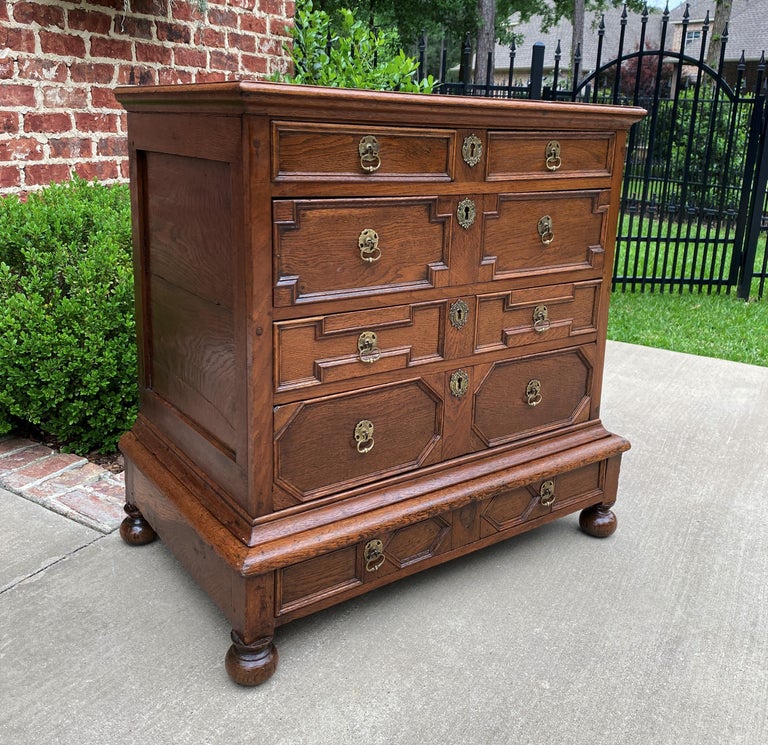Antique English Chest on Chest of Drawers Jacobean Tudor Carved Oak ...