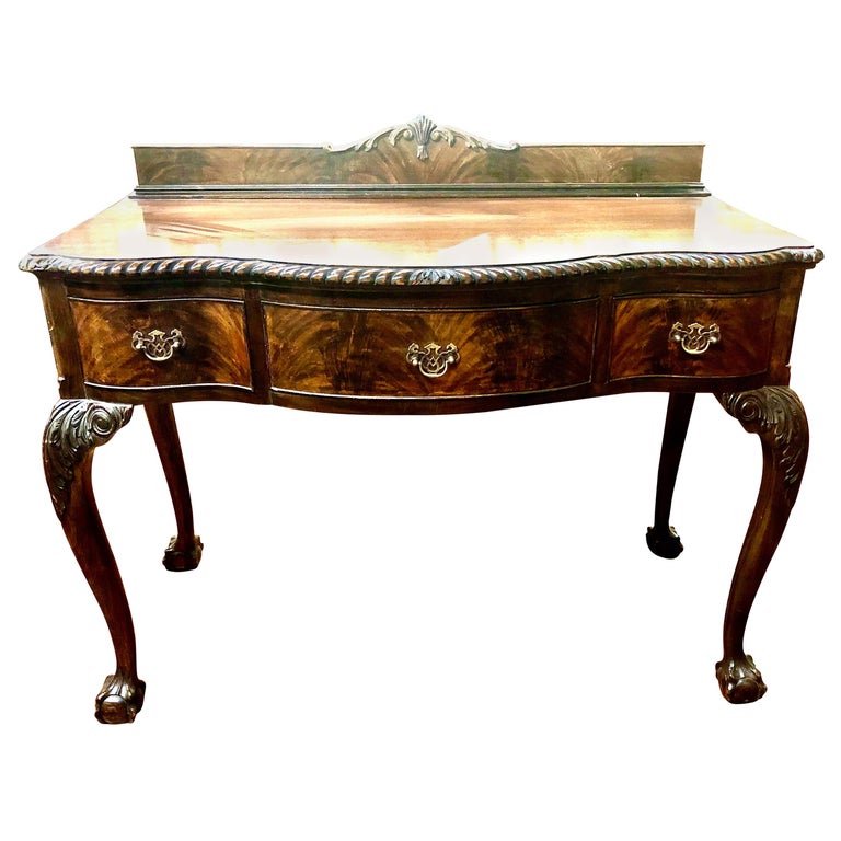 Antique English Chippendale Style Mahogany Serpentine Small Huntboard ...