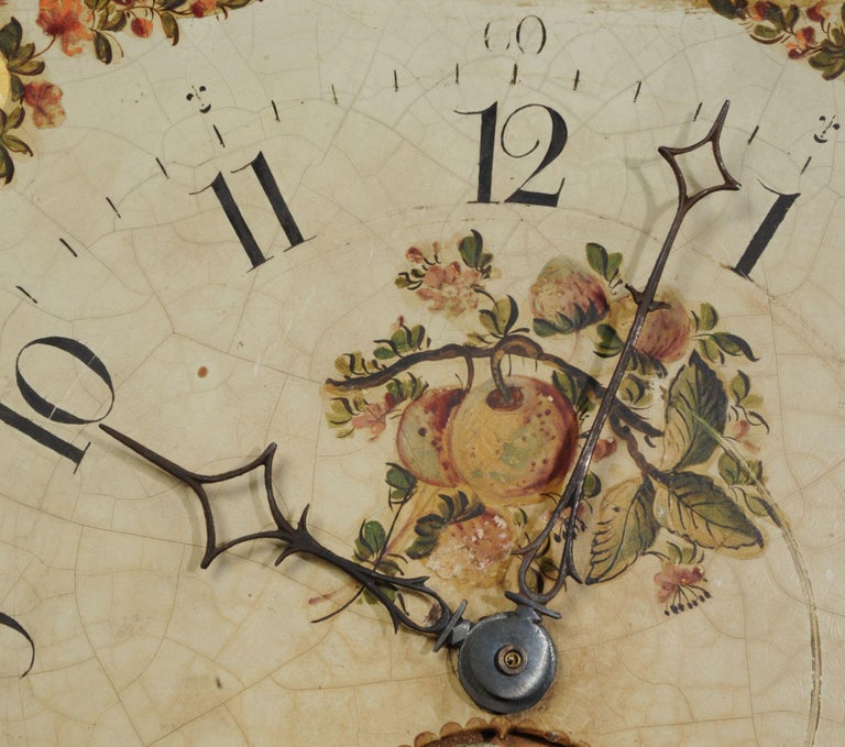 Antique English Clock Dial Face, Country Garden, Working at 1stDibs
