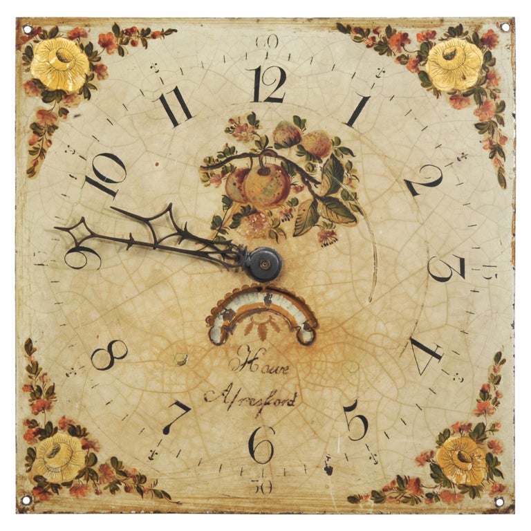 Antique English Clock Dial Face, Country Garden, Working at 1stDibs