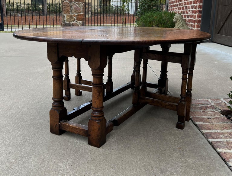 Antique English Coffee Table Bench Drop Leaf Gate Leg Oak Pegged C ...