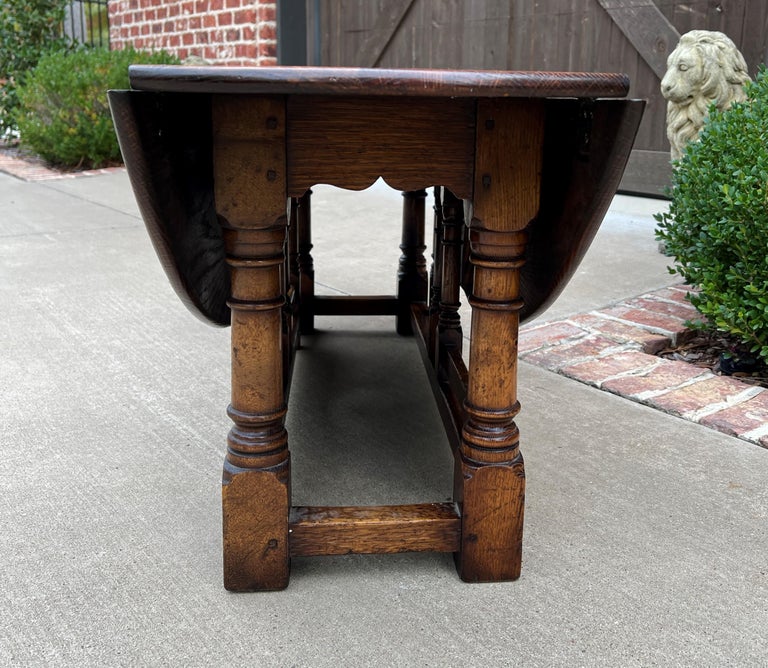 Antique English Coffee Table Bench Drop Leaf Gate Leg Oak Pegged C ...