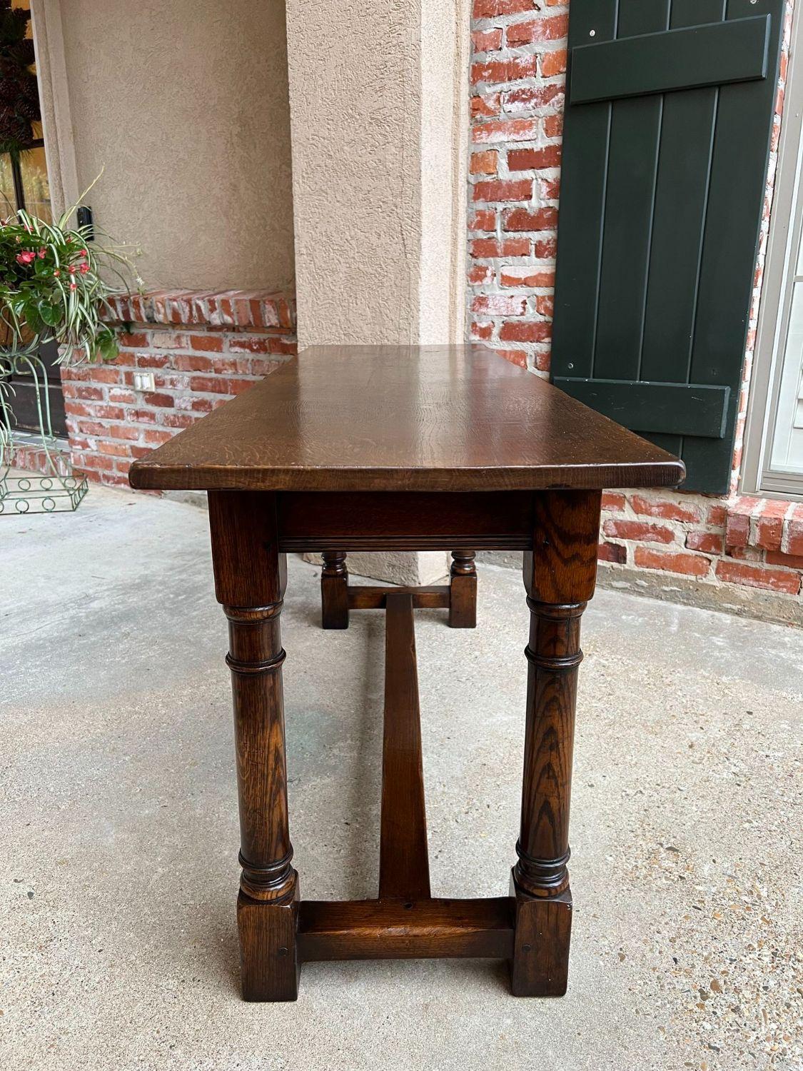 Antique English Console Hall Sofa Table SLENDER Carved Oak c1920 at 1stDibs