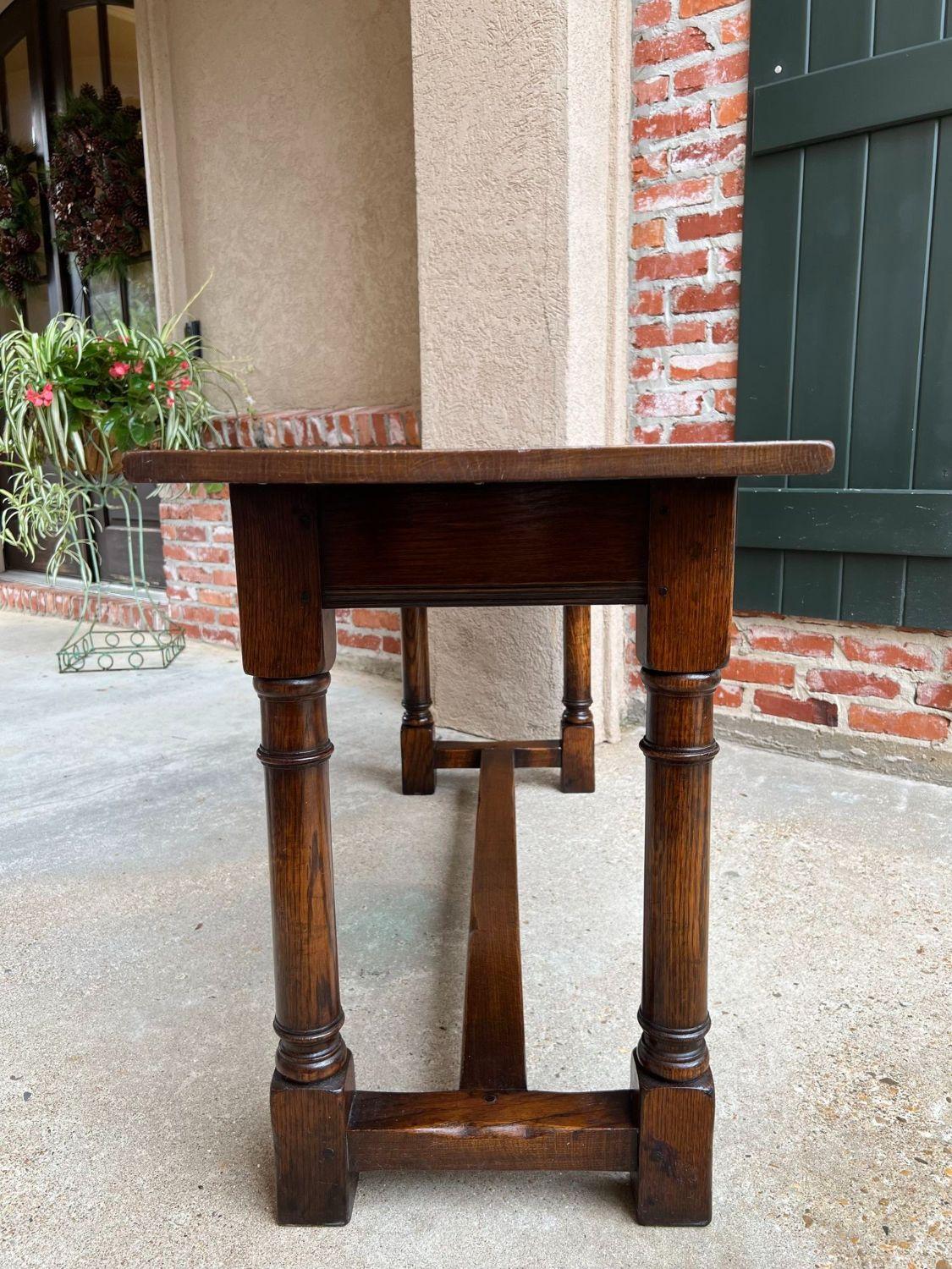 Antique English Console Hall Sofa Table SLENDER Carved Oak c1920 at 1stDibs