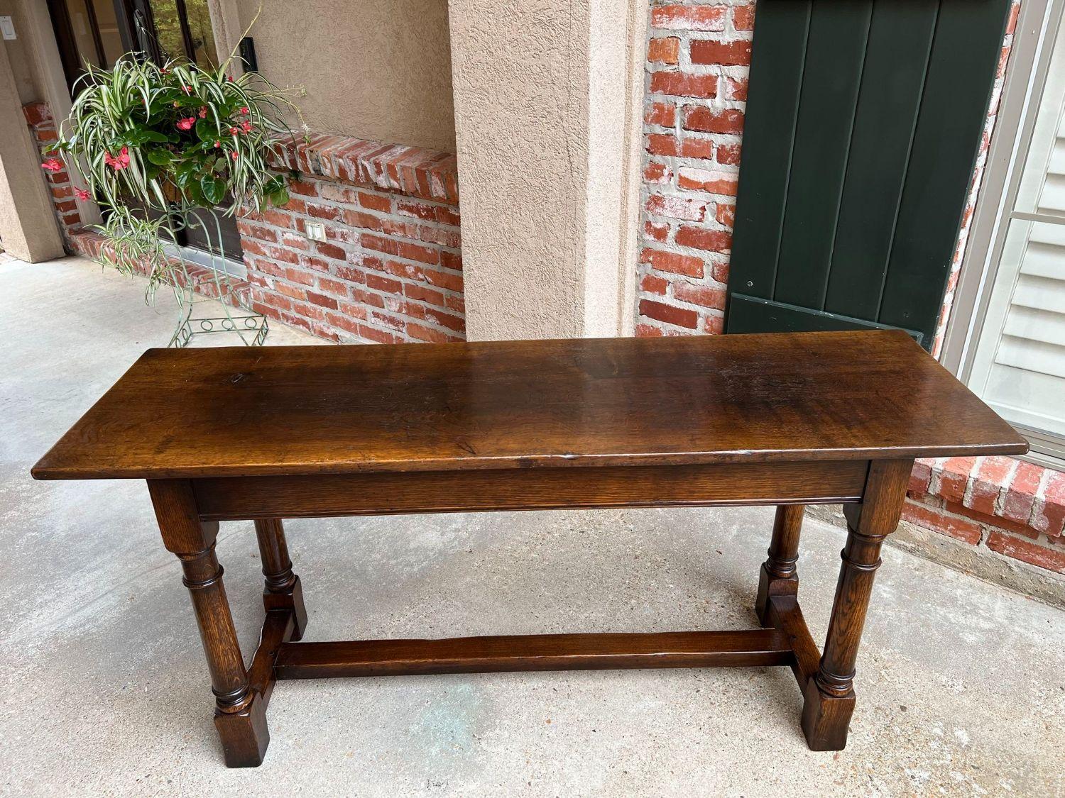 Antique English Console Hall Sofa Table SLENDER Carved Oak c1920 at 1stDibs