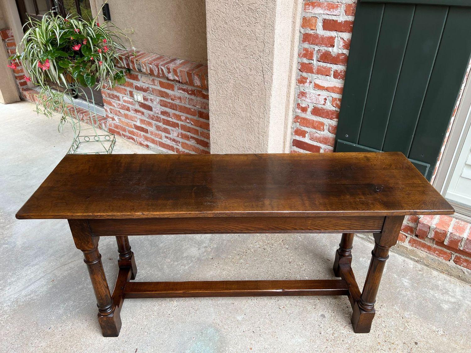 Antique English Console Hall Sofa Table SLENDER Carved Oak c1920 at 1stDibs