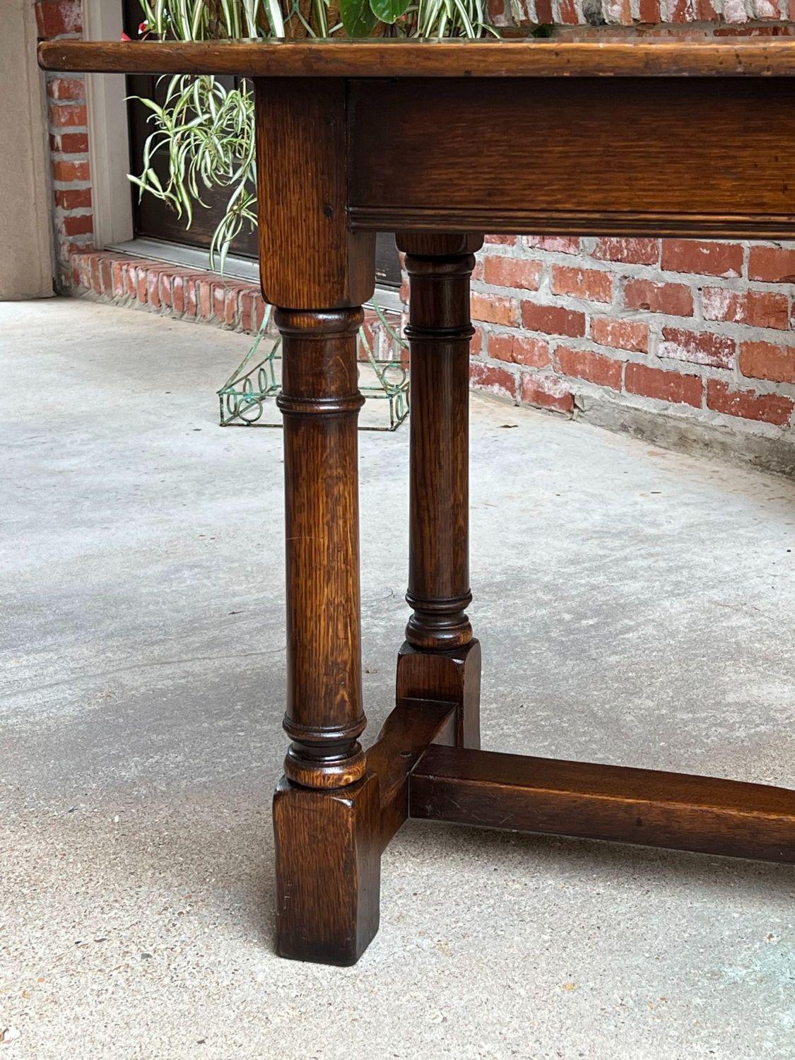 Antique English Console Hall Sofa Table SLENDER Carved Oak c1920 at 1stDibs