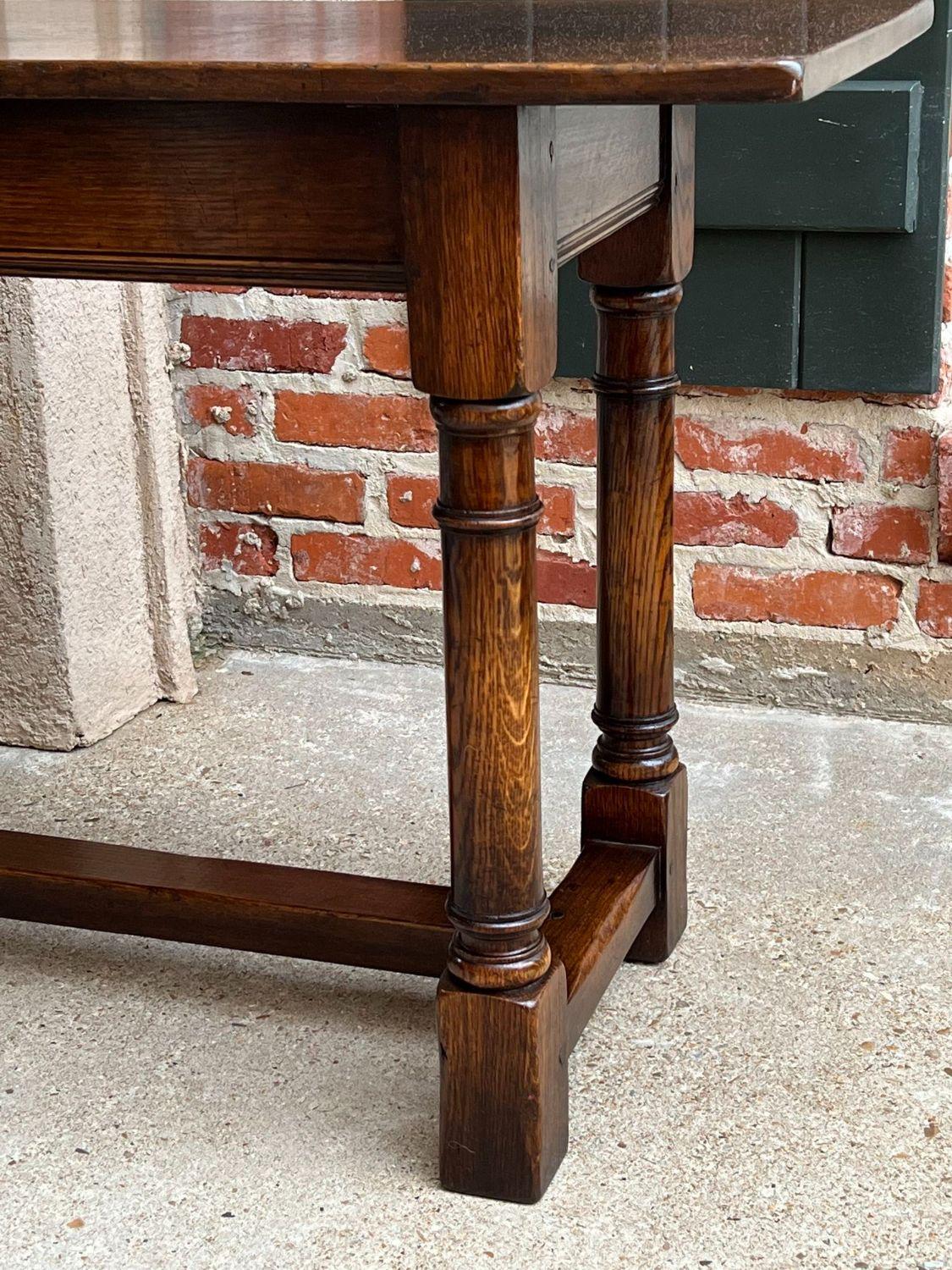 Antique English Console Hall Sofa Table SLENDER Carved Oak c1920 at 1stDibs