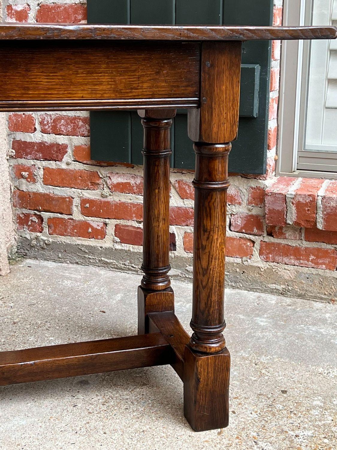 Antique English Console Hall Sofa Table SLENDER Carved Oak c1920 at 1stDibs