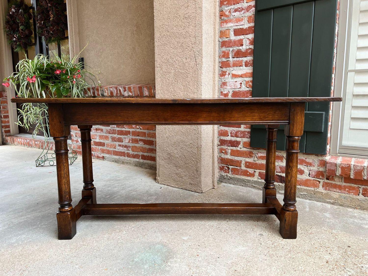 Antique English Console Hall Sofa Table SLENDER Carved Oak c1920 at 1stDibs