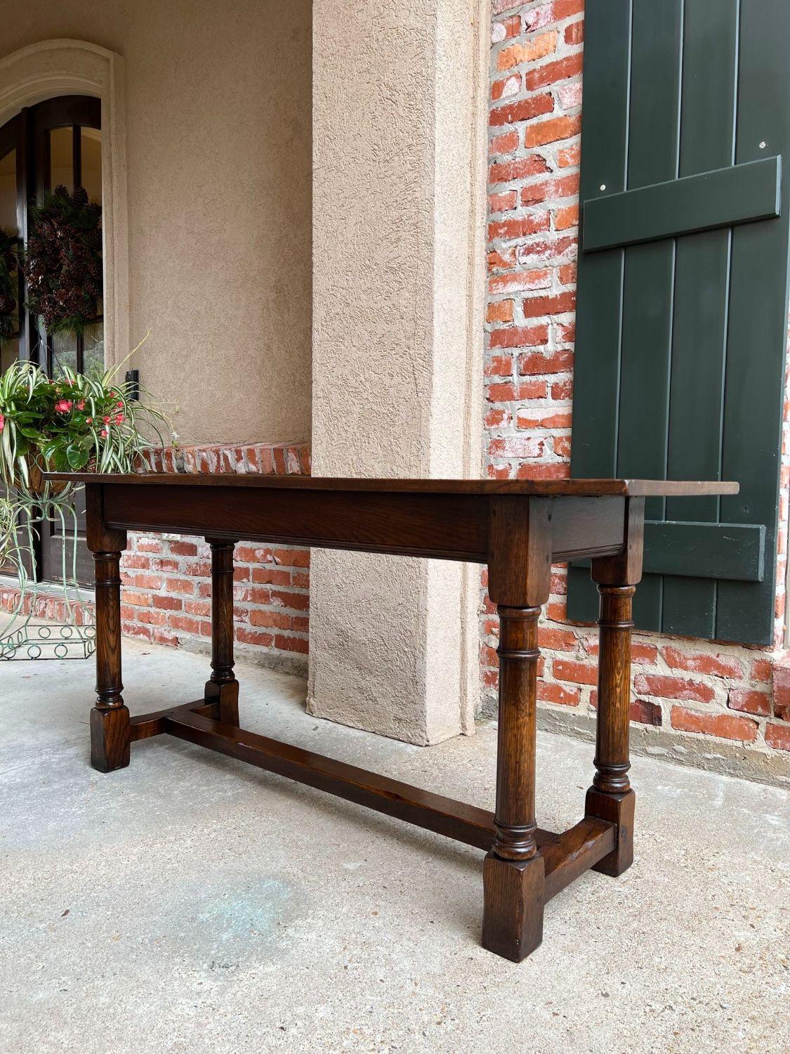 Antique English Console Hall Sofa Table SLENDER Carved Oak c1920 at 1stDibs