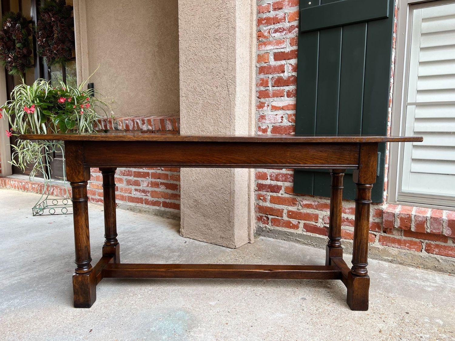 Antique English Console Hall Sofa Table SLENDER Carved Oak c1920 at 1stDibs