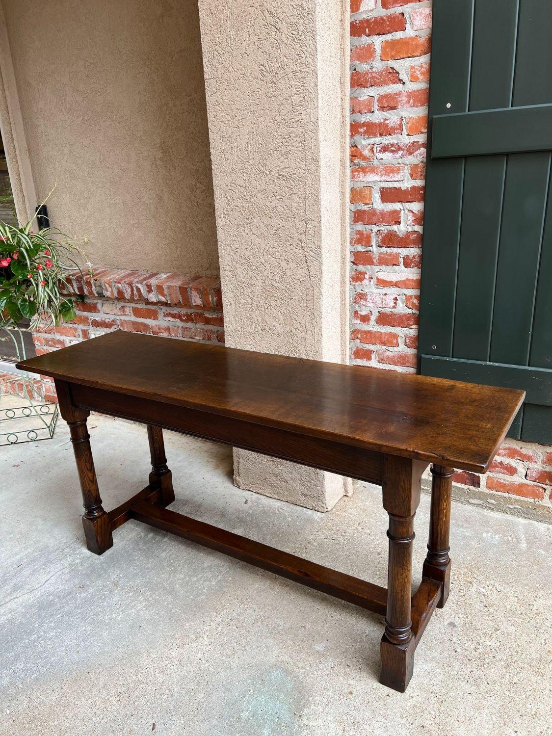 Antique English Console Hall Sofa Table SLENDER Carved Oak c1920 at 1stDibs