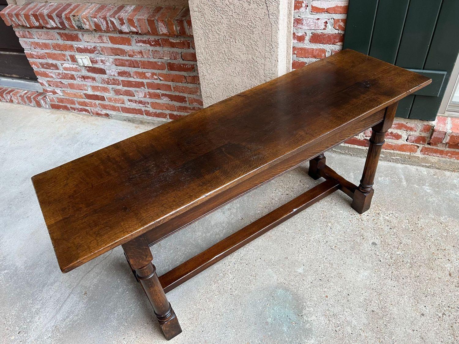 Antique English Console Hall Sofa Table SLENDER Carved Oak c1920 at 1stDibs