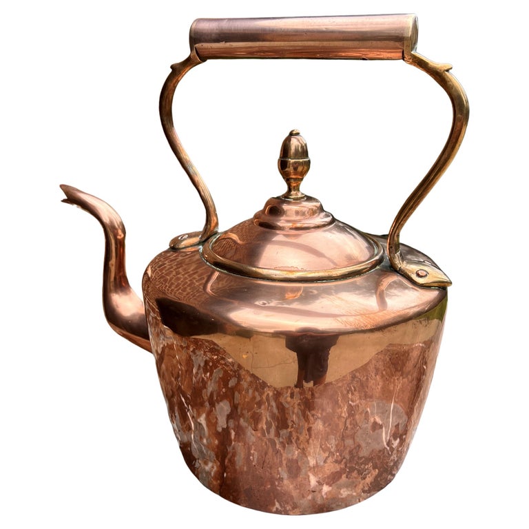 Antique English Copper Brass Tea Kettle Coffee Pitcher Spout Handle #1 ...