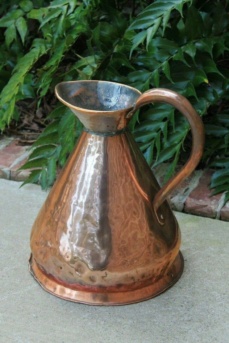 Antique English Copper Flagon Jug Vessel Pitcher Hallmark #2 C. 1900 ...