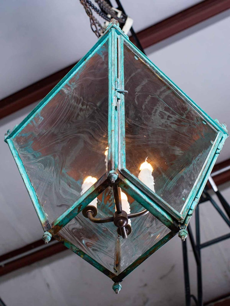 Antique English Copper Verdigris Lantern, circa 1890 at 1stDibs