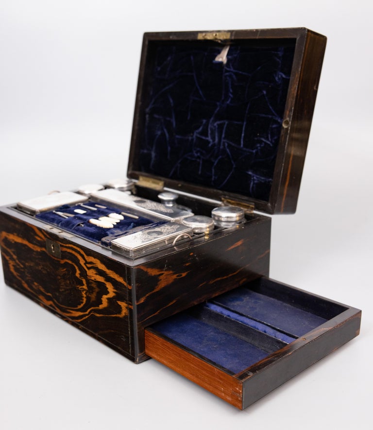 Antique English Coromandel Fitted Traveling Vanity Dressing Box, circa ...