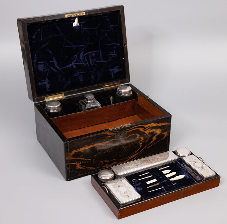 Antique English Coromandel Fitted Traveling Vanity Dressing Box, circa ...