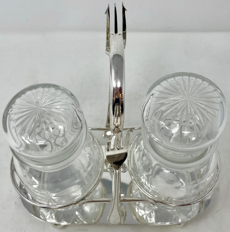 Antique English Crystal and Silver-Plate Double Jar Pickle Castor and ...