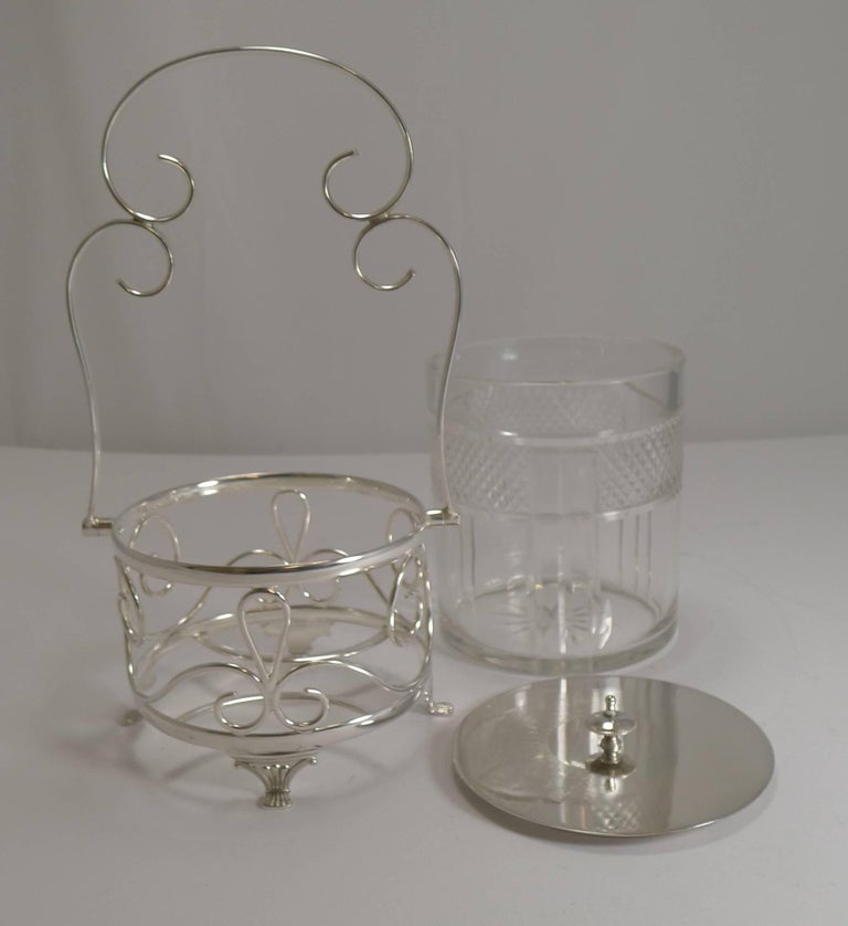 Antique English Cut Crystal and Silver Plate Biscuit Box, circa 1900 ...