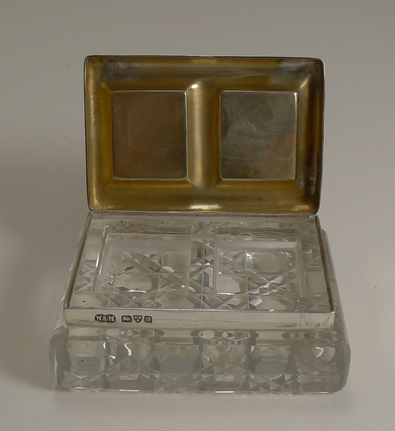 Antique English Cut Crystal and Sterling Silver Double Postage Stamp ...