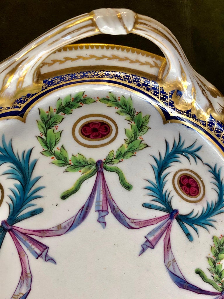 Antique English Derby Porcelain "Sevres" Style Cabaret or Dejeuner Tray ...