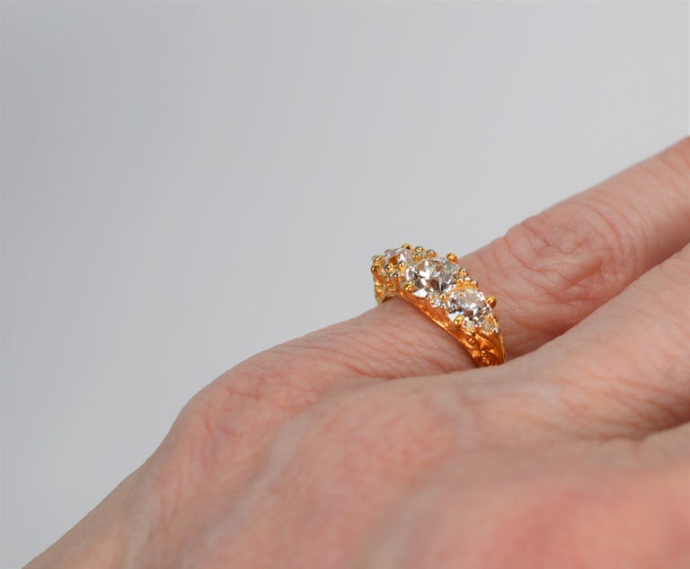 Antique English Diamond 18 Karat Yellow Gold Ring at 1stDibs