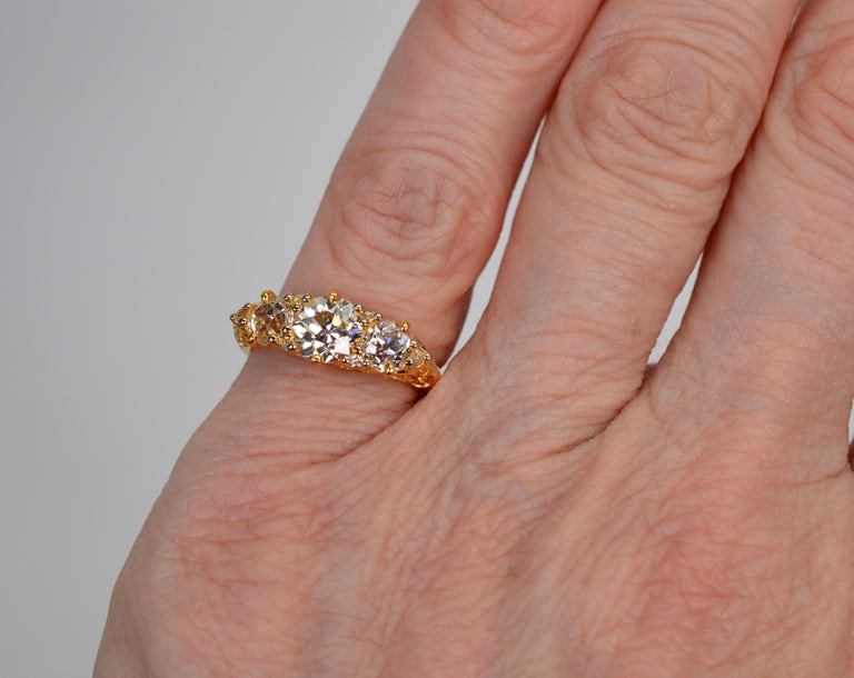 Antique English Diamond 18 Karat Yellow Gold Ring at 1stDibs
