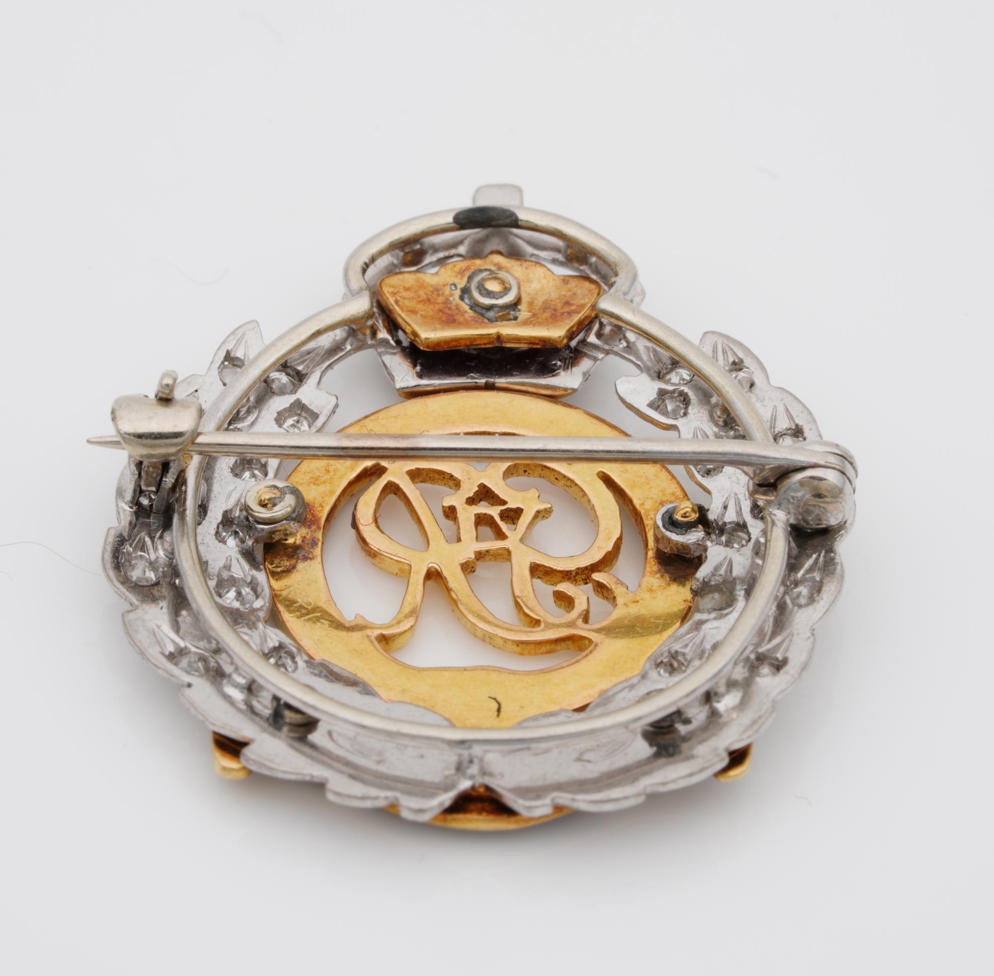 Antique English Diamond Royal Engineers Badge Brooch For Sale at 1stDibs
