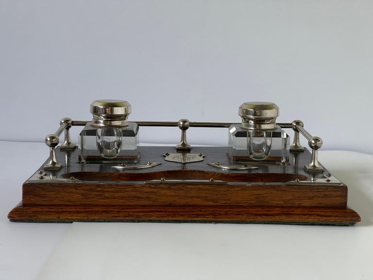 Antique English Double Inkwell Desk Set at 1stDibs | vintage inkwell ...