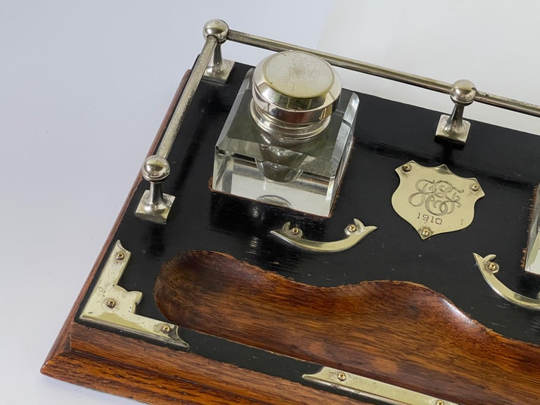 Antique English Double Inkwell Desk Set at 1stDibs | vintage inkwell ...