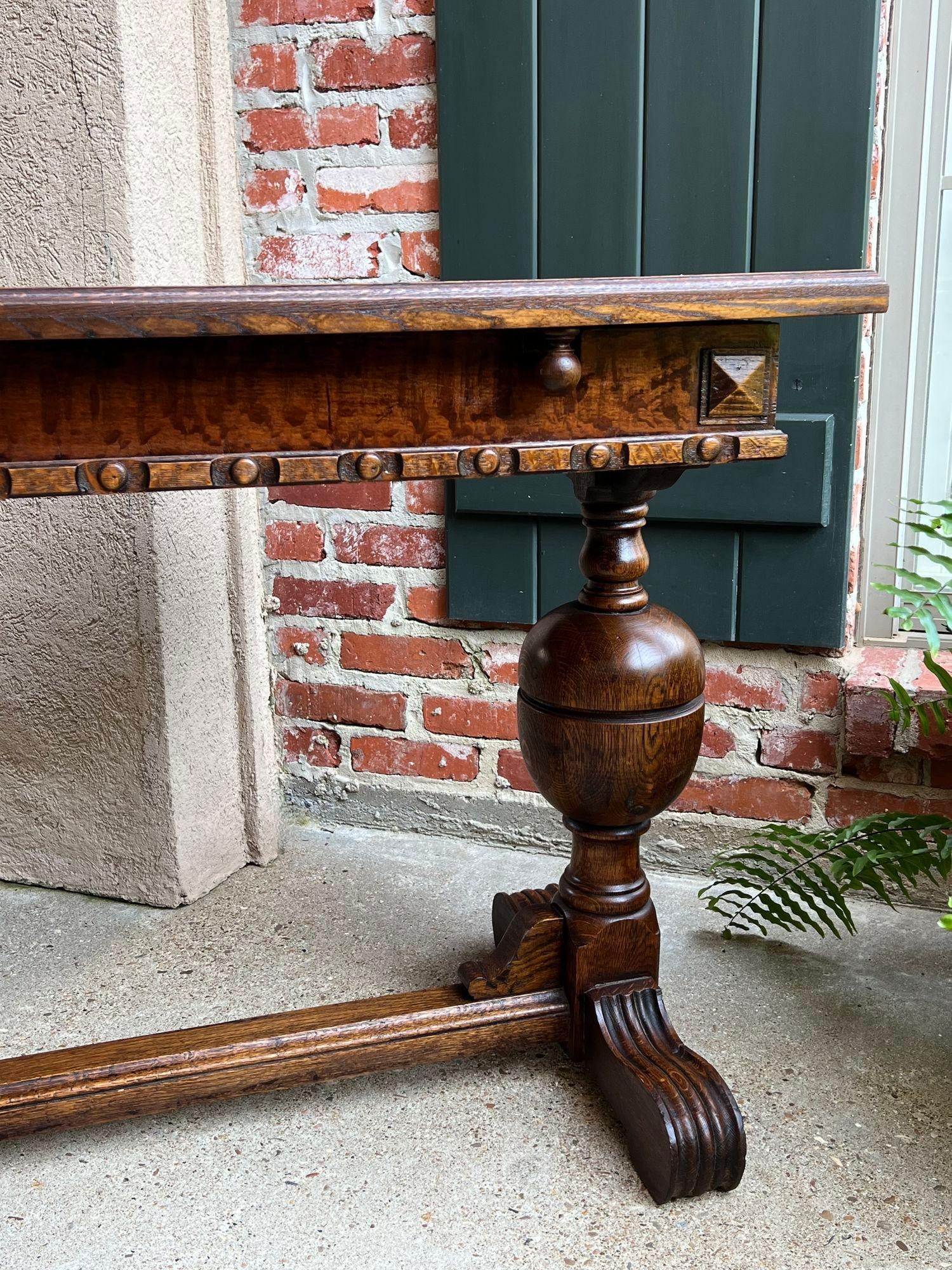 Antique English Draw Leaf Dining Library Kitchen Table Tiger Oak ...