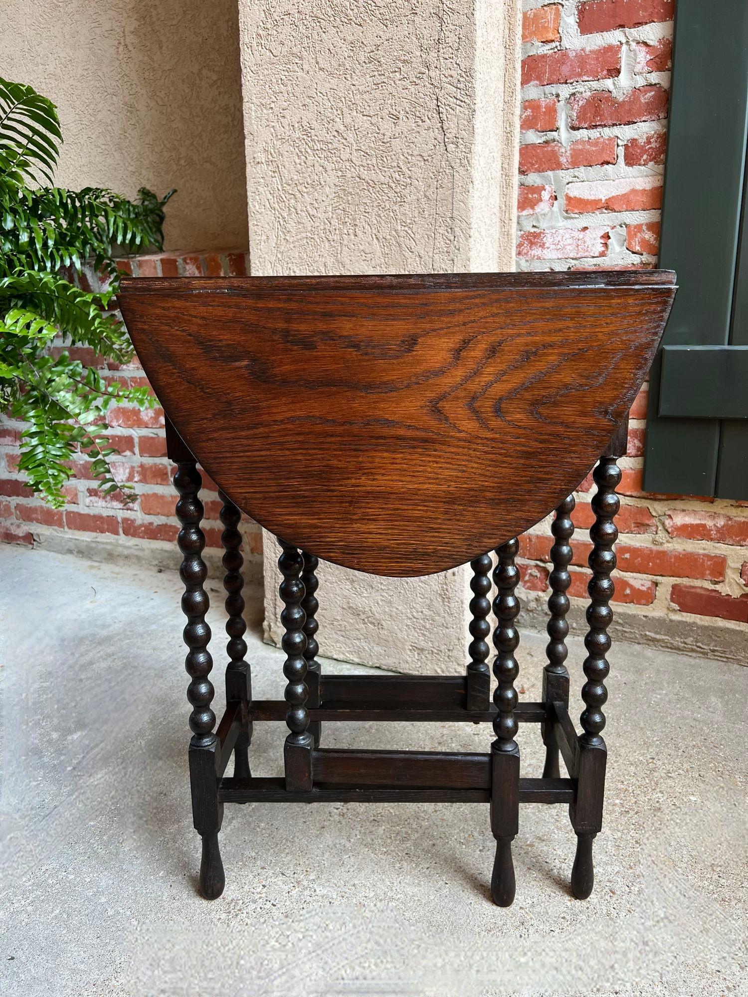 Antique English Drop Leaf Side Sofa Table Petite Oak Jacobean Bobbin ...